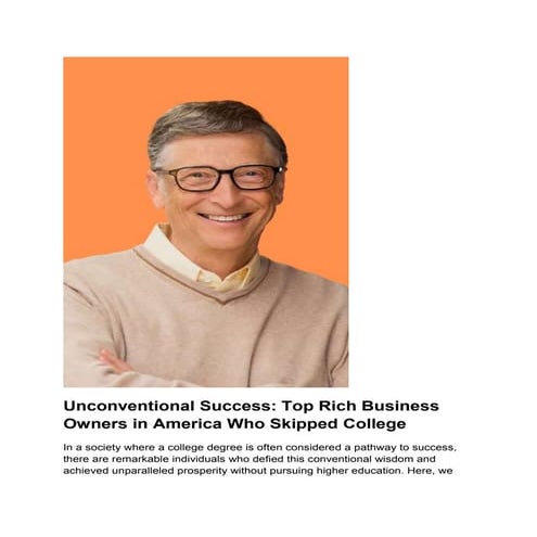 Unconventional Success: Top Rich Business Owners in America Who Skipped ...