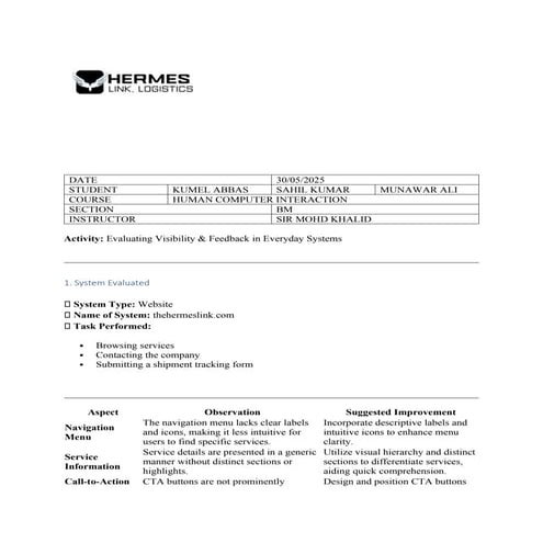 PROJECT HUMAN COMPUTER INTERACTION COURSE | PDF