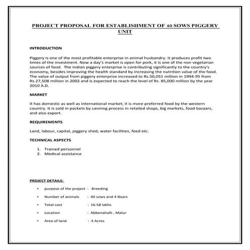 NABARD Pig Farming Project | PDF