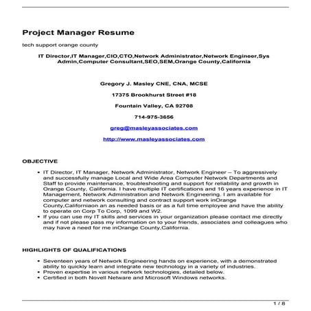 Project Manager Resume | PDF