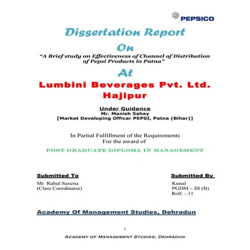 Project on-distribution-channel-of-pepsi | DOC