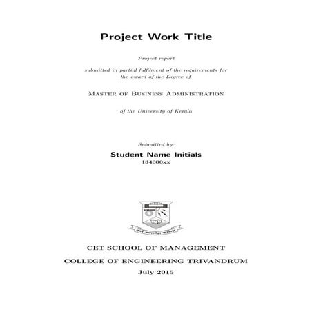 Project Template Sample Kerala University MBA | PDF