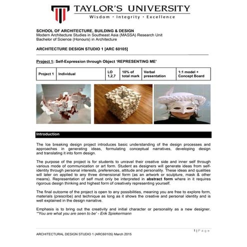 Project 1 brief design studio 1 march 2015 | PDF