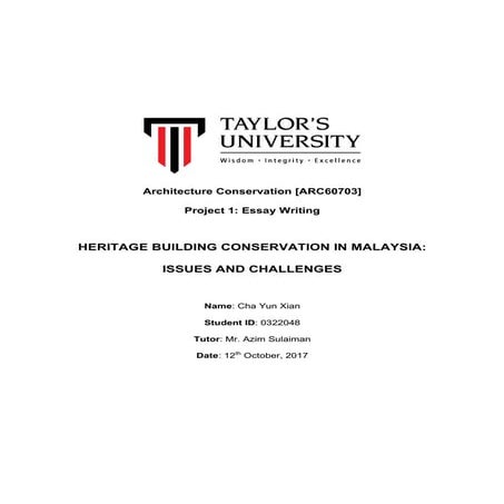 Architecture Conservation Essay | PDF