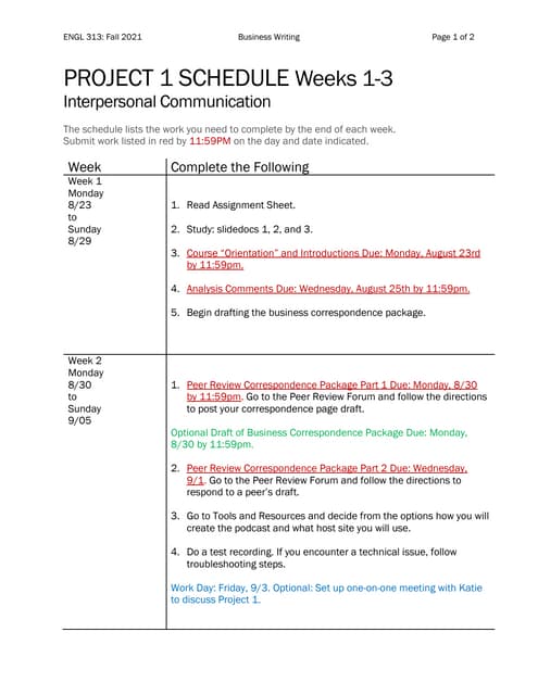 Session ii project3_schedule_steps_engl313_summer2021 | PDF