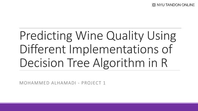 Wine Quality Analysis Using Machine Learning | PPTX