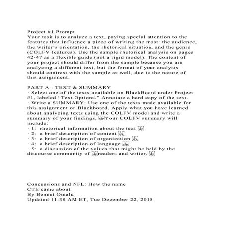 Project #1 Prompt Your task is to analyze a text, paying special.docx