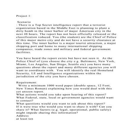 Project 1 Scenario There is a Top Secret intelligence report.docx