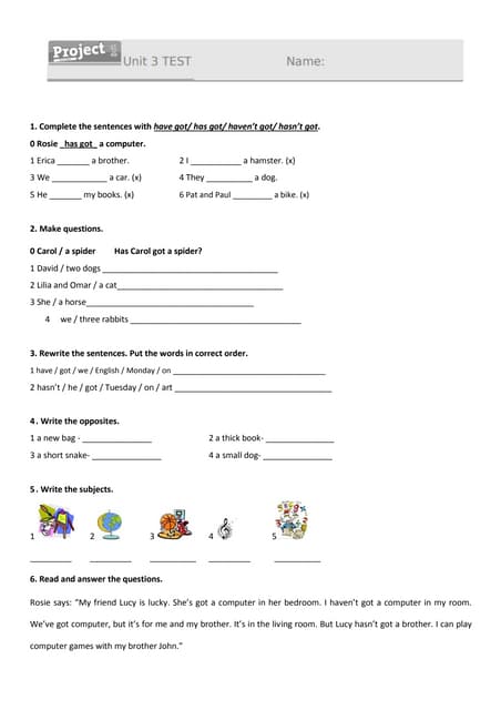 Project 4th Edition Workbook 4 Answer Key | PDF