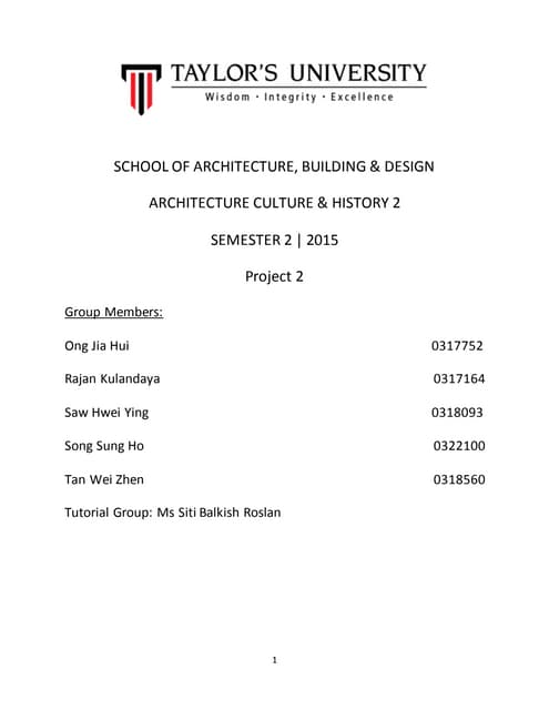 Architecture Design Project Report | PPT