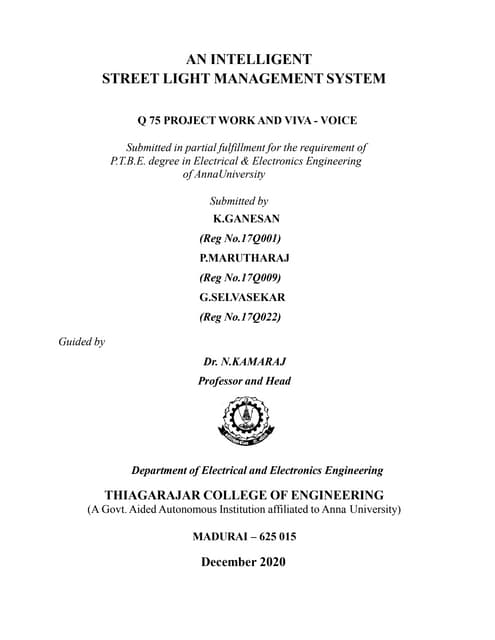 Smart street lighting system based on sensors using plc and scada | PDF ...
