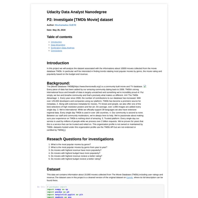 TMDb movie dataset by kaggle | PDF