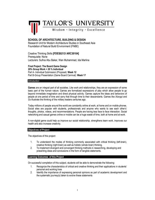 Project 2 board game project brief march 2015 | PDF