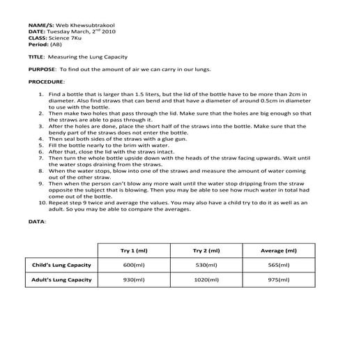 Lung Capacity Lab | DOCX