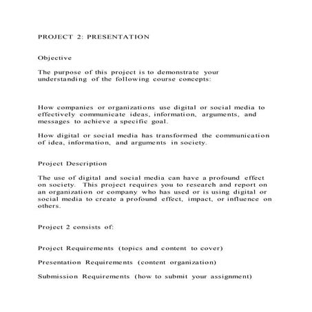 PROJECT 2 PRESENTATIONObjectiveThe purpose of this projec | PDF