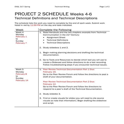 Project2 schedule engl317_fall2019_hybrid | PDF