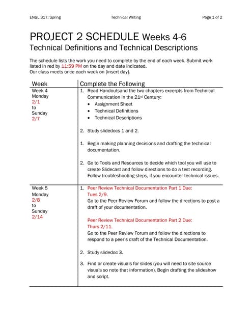 Project2 schedule engl317_fall2019_hybrid | PDF