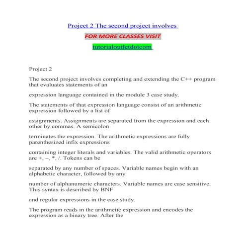 Project 2 the second project involves/tutorialoutlet | PDF