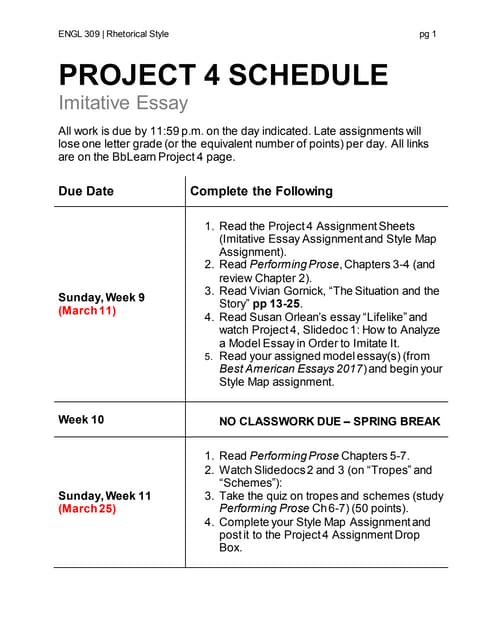 Unit4 schedule engl208_spring | PDF