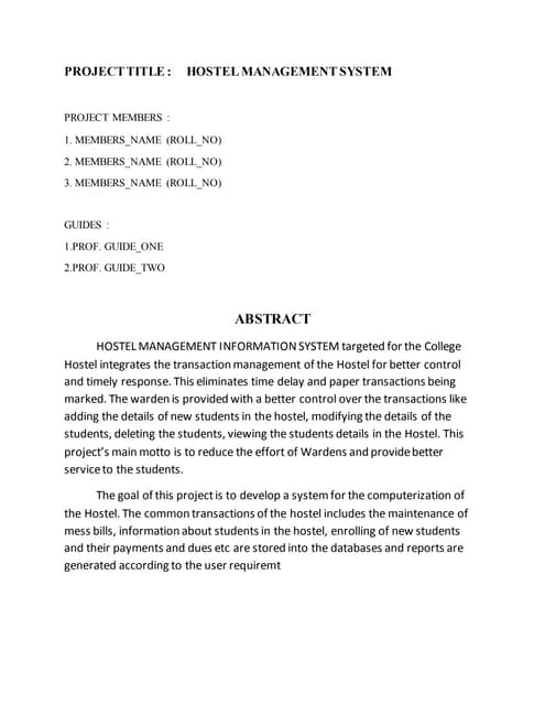 Hostel management project_report | DOCX
