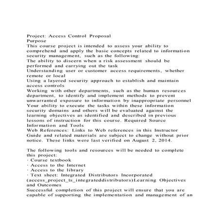 Project Access Control ProposalPurposeThis course project i | DOCX