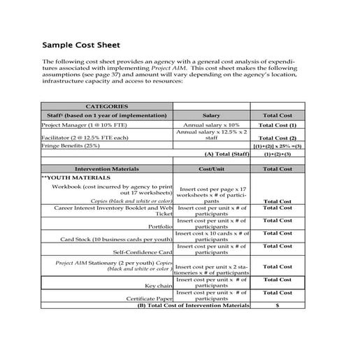 Project+aim+sample+budget+11 0215 | PDF