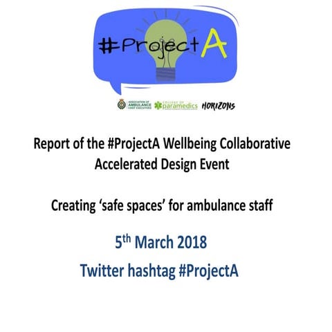 #ProjectA Wellbeing Accelerated Design Event report | PPTX | First Aid ...
