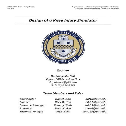 Design of a Knee Injury Simulator | PDF