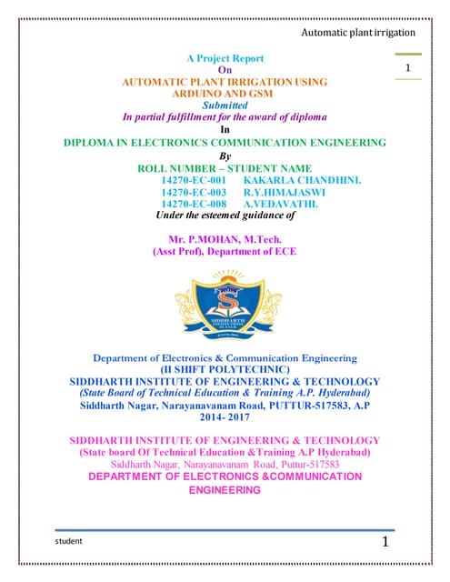 AUTOMATIC IRRIGATION SYSTEM USING ARDUINO UNO | PPT