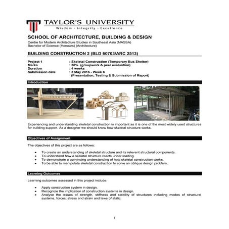 SEMESTER 3 : PROJECT 1 BRIEF BUILDING CONSTRUCTION | PDF