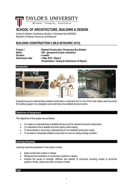SEMESTER 3 : PROJECT 1 BRIEF BUILDING CONSTRUCTION | PDF | Civil ...