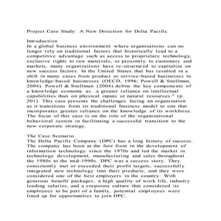 Project Case Study A New Direction for Delta PacificIntroduct | DOCX