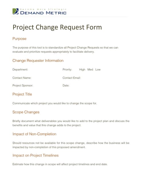 Software Change request form | DOCX