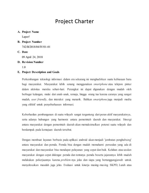 Project charter-Contoh | PDF