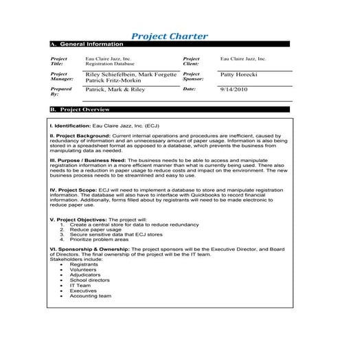 Project charter final | PDF