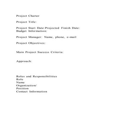 Project CharterProject Title Project Start DatePr | DOCX | Educational ...