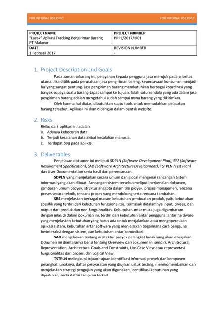 Project Charter Aplikasi Tracking Barang | PDF