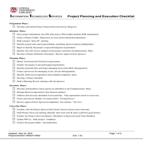 Project checklist | DOCX