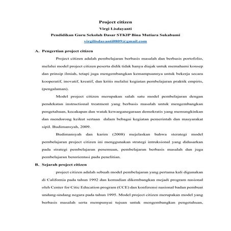 Project citizen VIRGI untuk mengembangkan skip | PDF