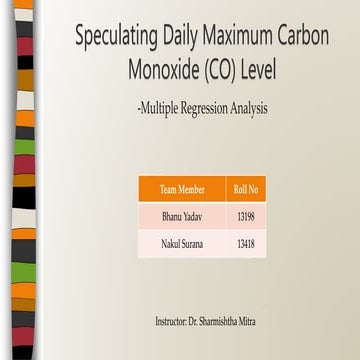 Project co prediction Regression analysis | MTH 426 IITK | PPT