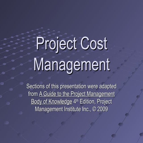Project Cost Management - PMBOK6 | PPTX