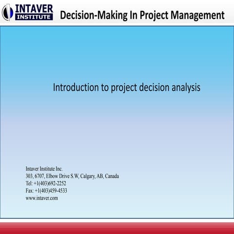 Introduction to Project Decision Analysis | PPT