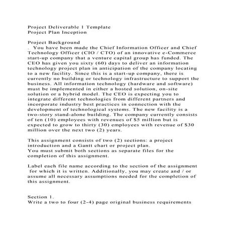 Project Deliverable 1 TemplateProject Plan InceptionProject Ba.docx