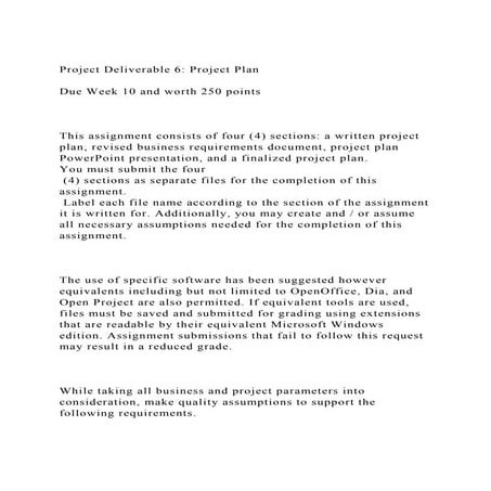 Project Deliverable 6 Project PlanDue Week 10 and worth 250 p.docx