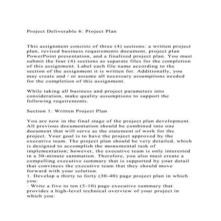 Project Deliverable 6 Project Plan This assignment consists.docx