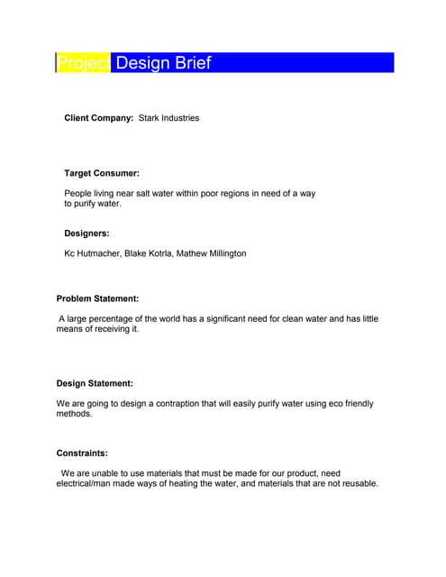 Project design brief template | PDF