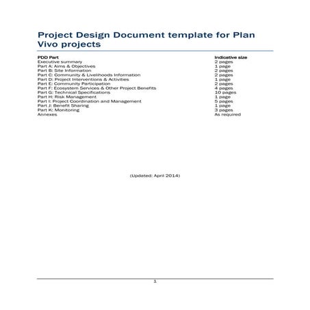 Project design document template for plan vivo projects | PDF