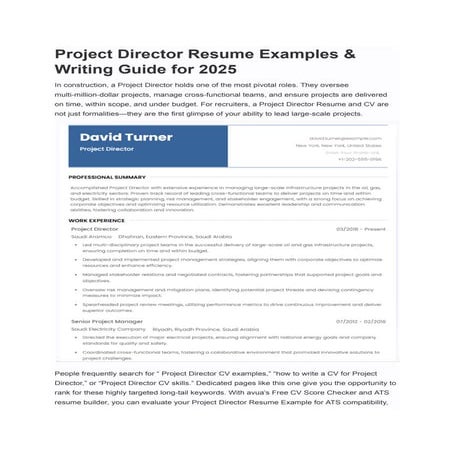 Project Director Resume Examples & Writing Guide for 2025 | PDF