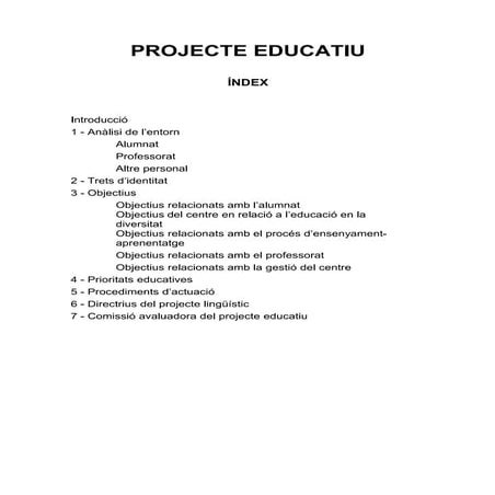 Projecte educatiu | PDF