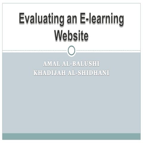 Evaluation an E-Learning Website | PPT | Education